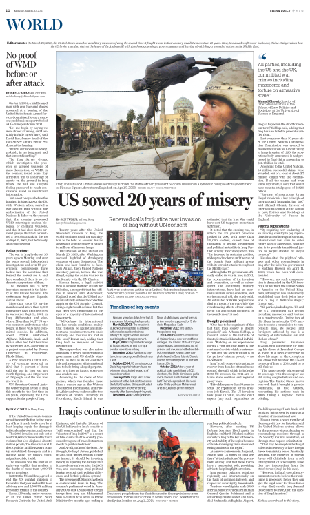 No proof of WMD before or after attack - Chinadaily.com.cn