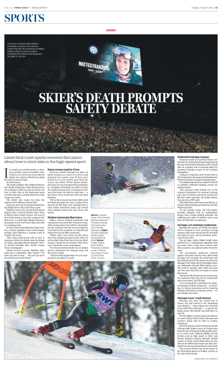 SKIER'S DEATH PROMPTS SAFETY DEBATE - Chinadaily.com.cn